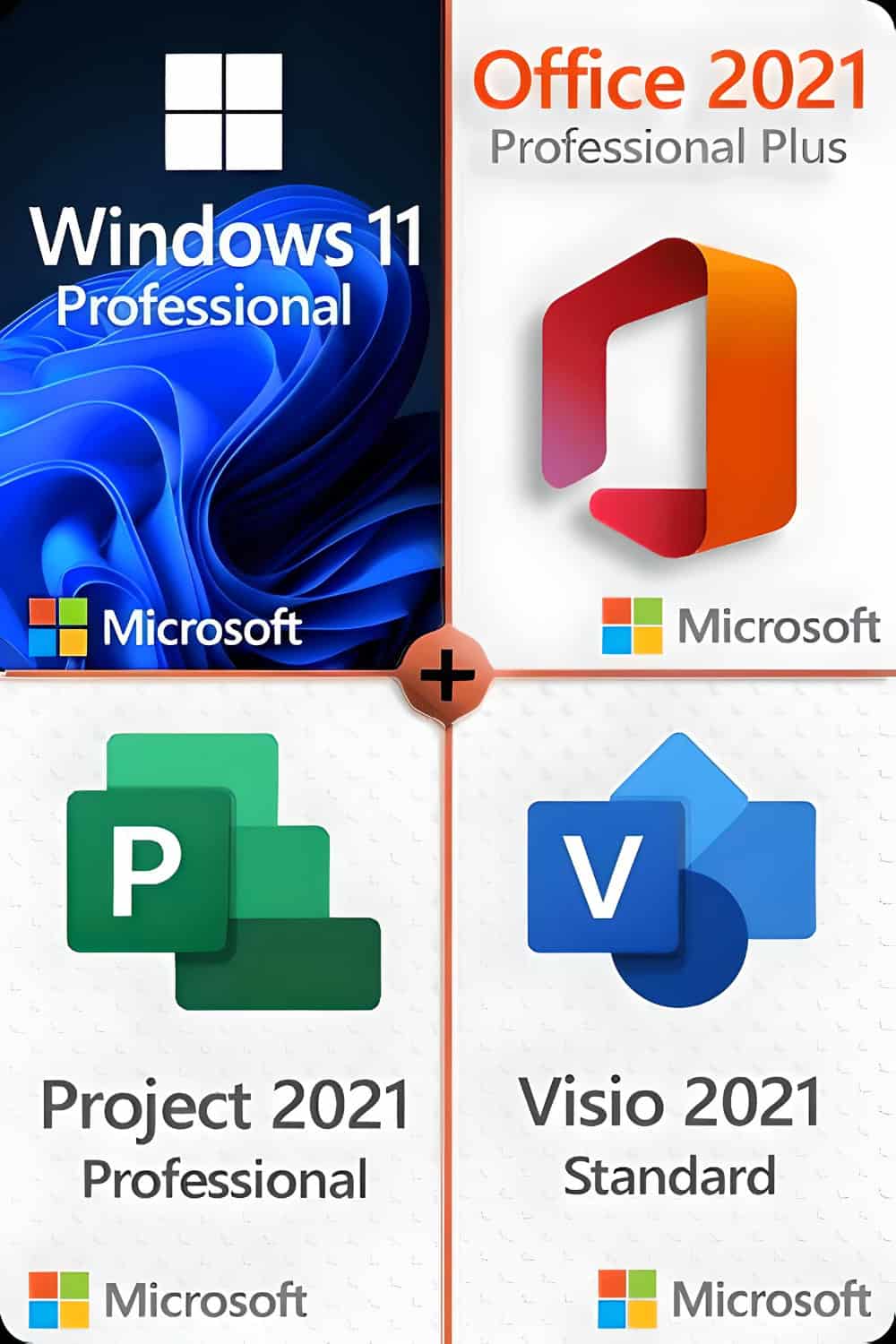 Microsoft Windows 11 Pro + Project 2021 Pro + Office 2021 Pro + Visio ...